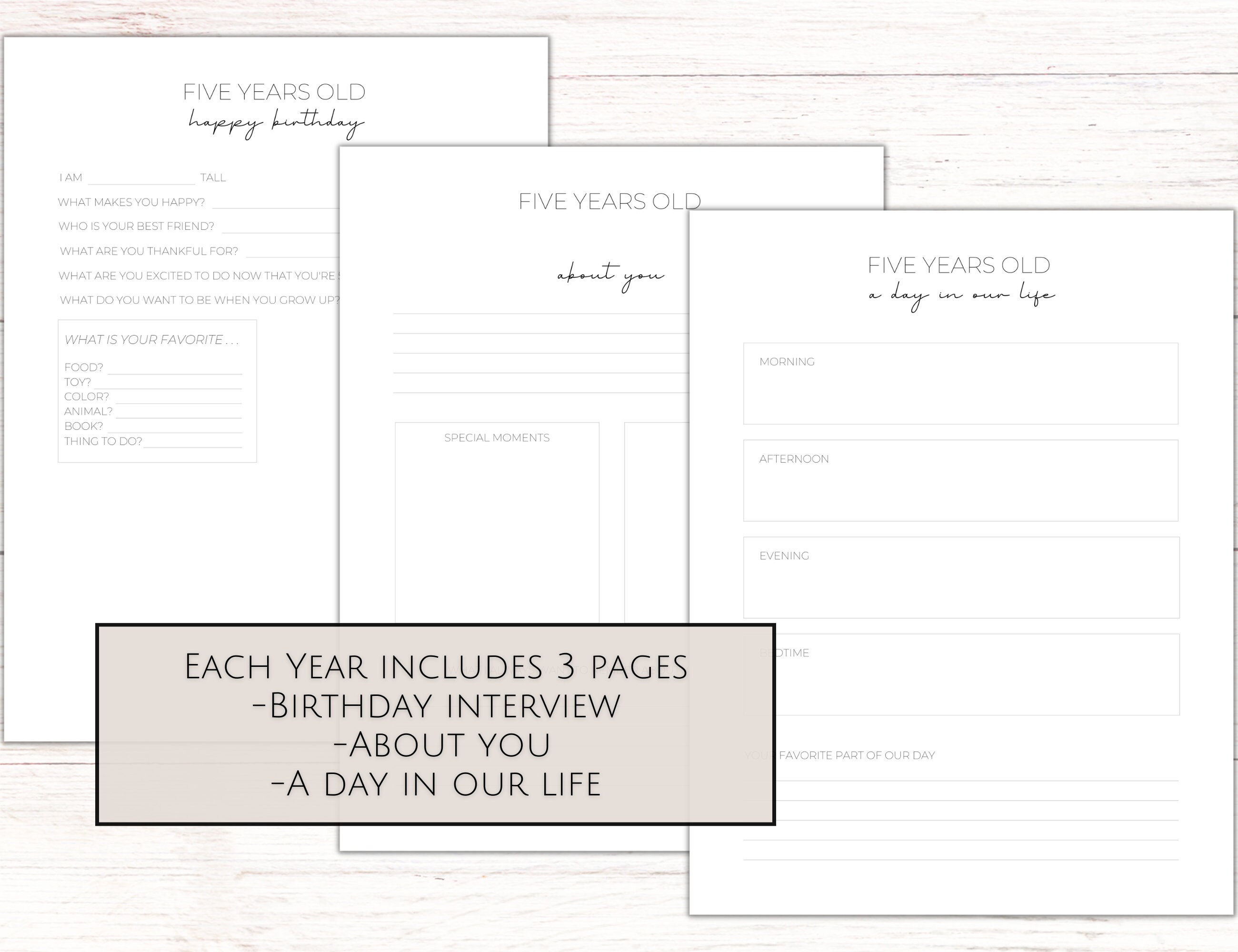 Printable Minimalist Baby Book EXTENSION, 3-10 Years Old, Childhood ...