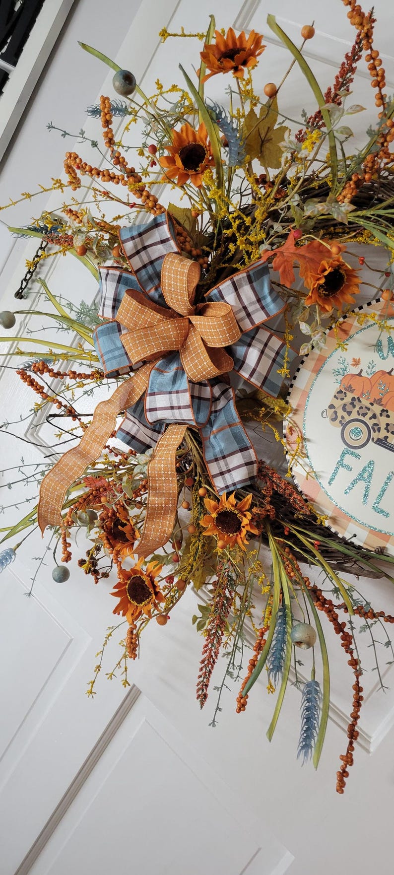 Welcome Home Fall Wreath, Fall Leopard Truck Welcome Home.whimsical ...