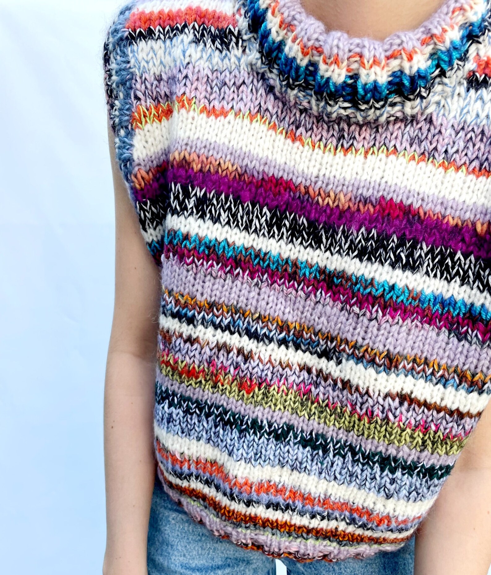 Scrap Yarn Vest Knitting Pattern: Zero Waste Design (PDF Pattern) - Etsy
