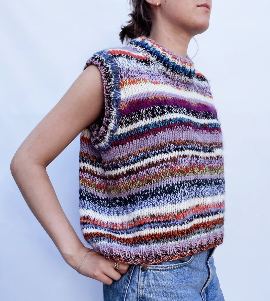 Scrap Yarn Vest Knitting Pattern: Zero Waste Design (PDF Pattern) - Etsy