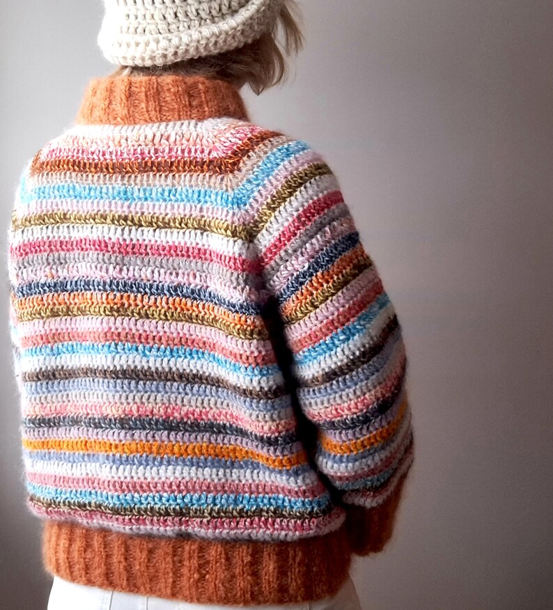 Sally Crochet Sweater Pattern, Cowl Neck, Scrap Yarn (PDF Pattern) - Etsy