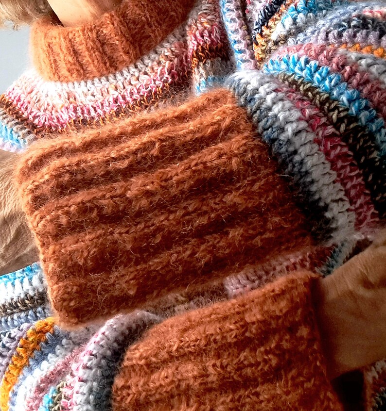 Sally Crochet Sweater Pattern, Cowl Neck, Scrap Yarn (PDF Pattern) - Etsy