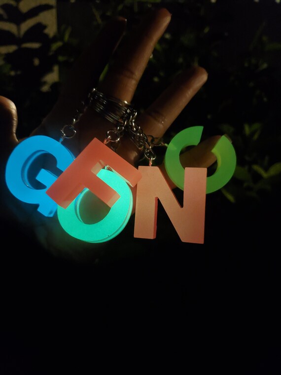 Neon Keychain Glow in the Dark Letter Keychain Resin | Etsy