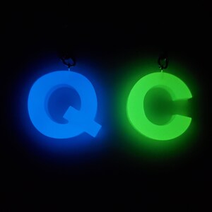 Neon Keychain Glow in the Dark Letter Keychain Resin Letter Black Light ...
