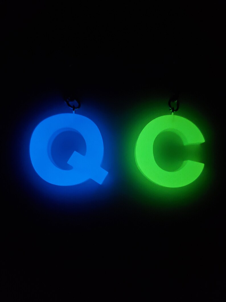 Neon Keychain Glow in the Dark Letter Keychain Resin Letter Black Light ...