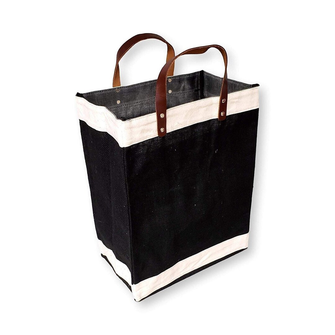 Jute Tote Bag Leather Handle, Embellished Jute Bag Premium Quality ...