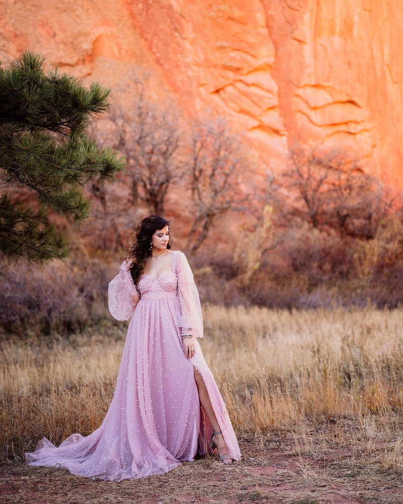 RENTAL DRESS - the Pink Pearl (size 0-10), Pearl Dress, Long Sleeve ...