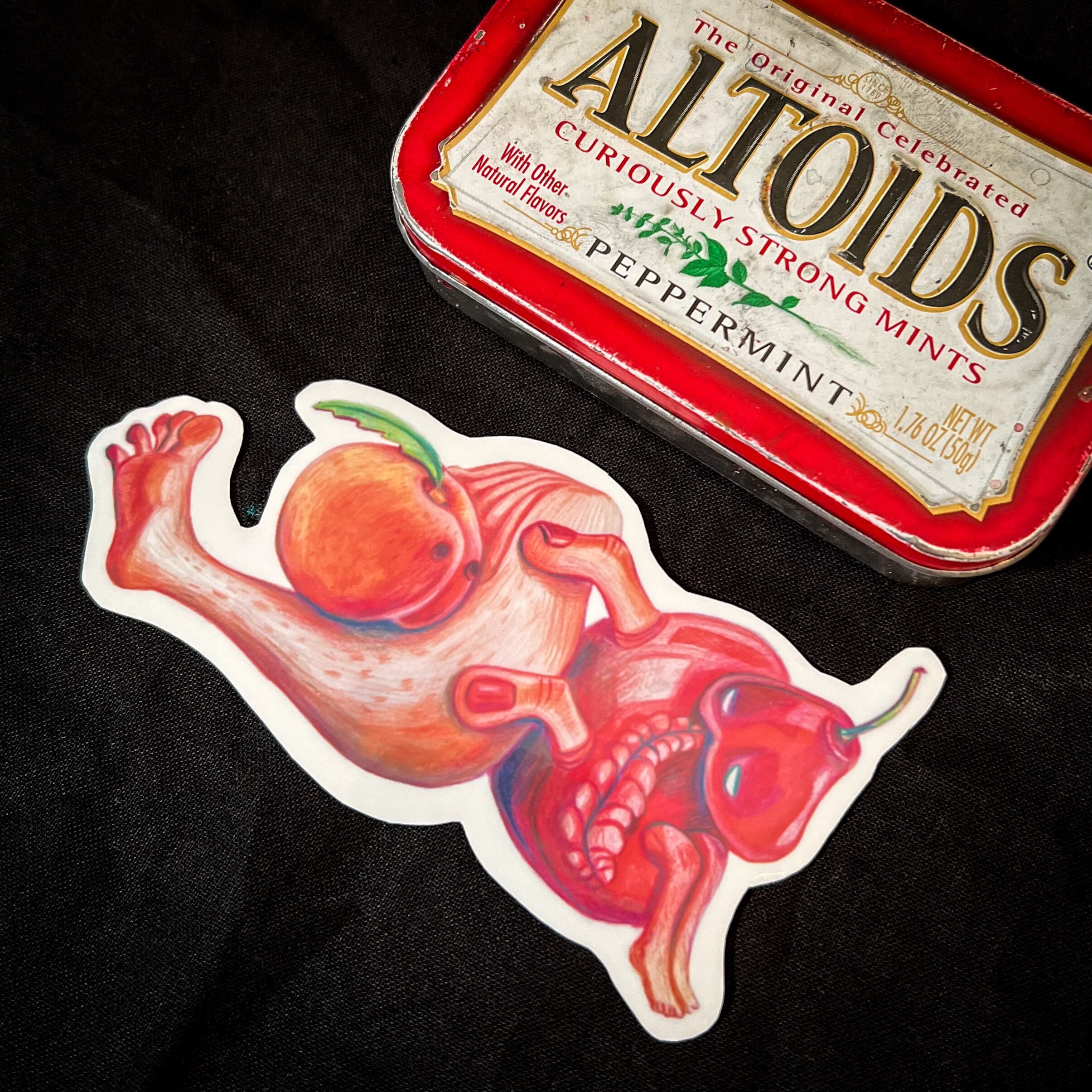 Vinyl Strange Sticker Unusual Creatures Peach and Cherry - Etsy