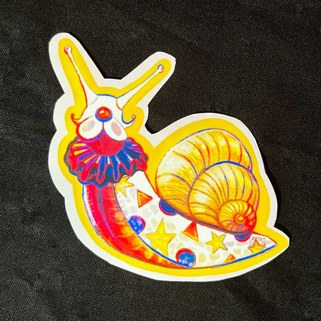 Vinyl Clown Snail Sticker Cute Primary Colors *NOW GLOSSY* - Etsy