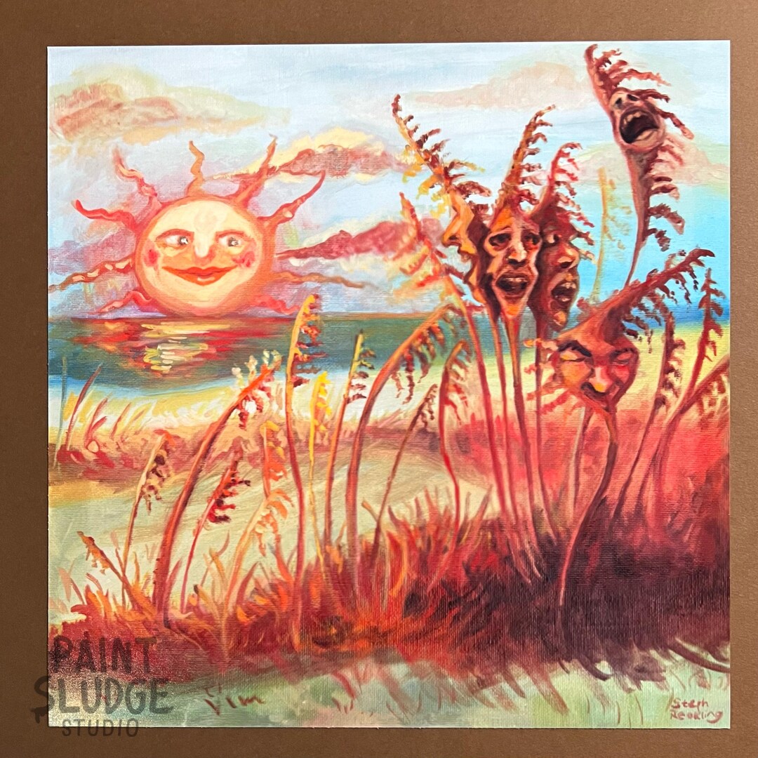 Print Strange Landscape Smiling Sun Beach Reeds Twisted Art - Etsy