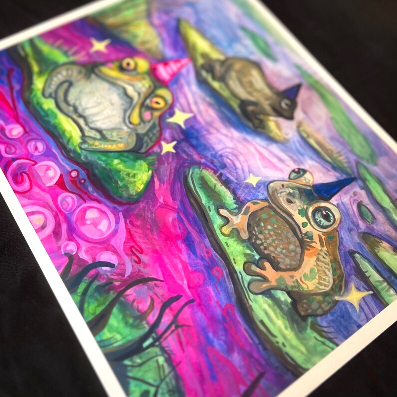 Matte Print Frog in Bog Witch Frogs Artwork Illustration Painting - Etsy