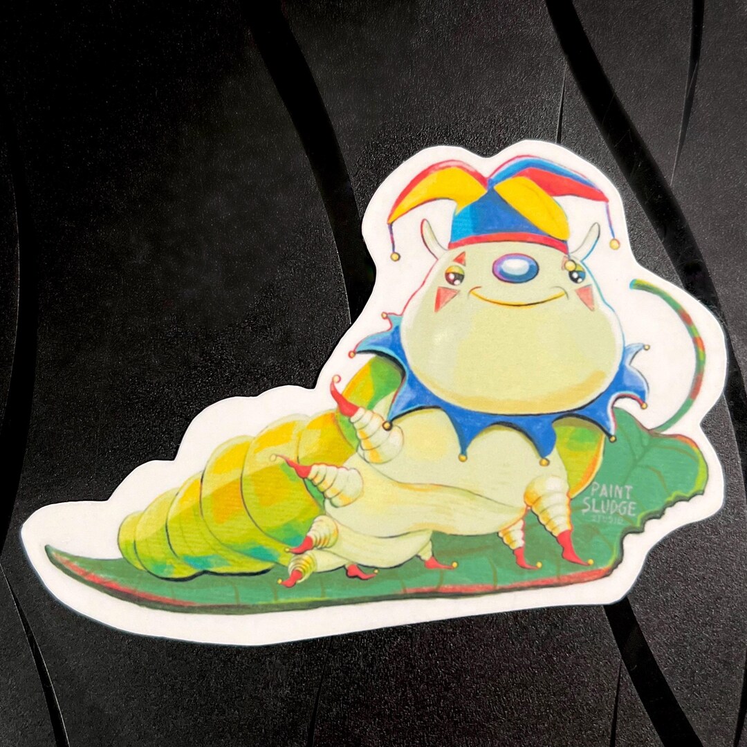 Glossy Vinyl Clown Jester Caterpillar Leaf Green Primary Colors Cute ...