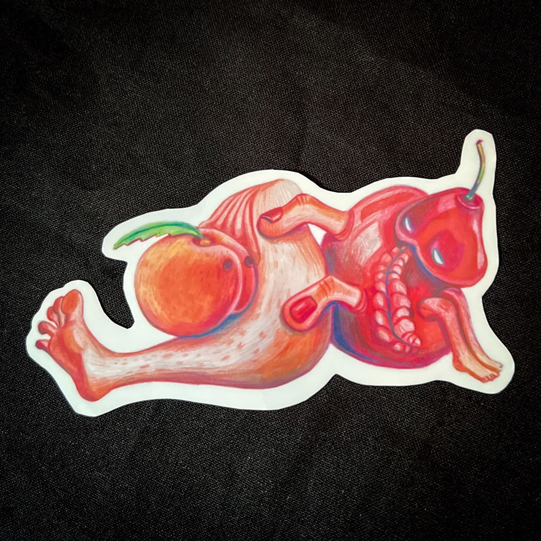 Vinyl Strange Sticker Unusual Creatures Peach and Cherry - Etsy