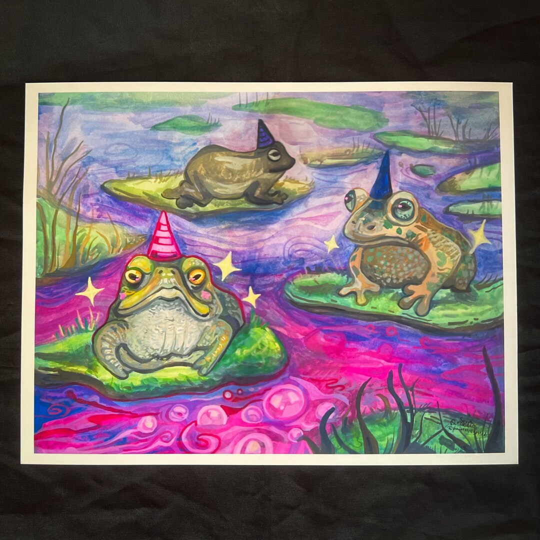 Matte Print Frog in Bog Witch Frogs Artwork Illustration Painting - Etsy