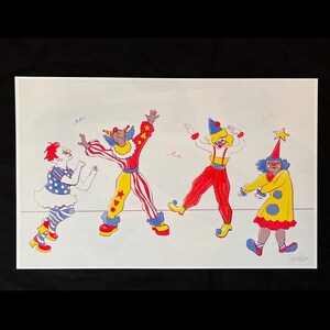 Clown Dance Party Illustration Art Print Clowncore Drawing Vintage ...