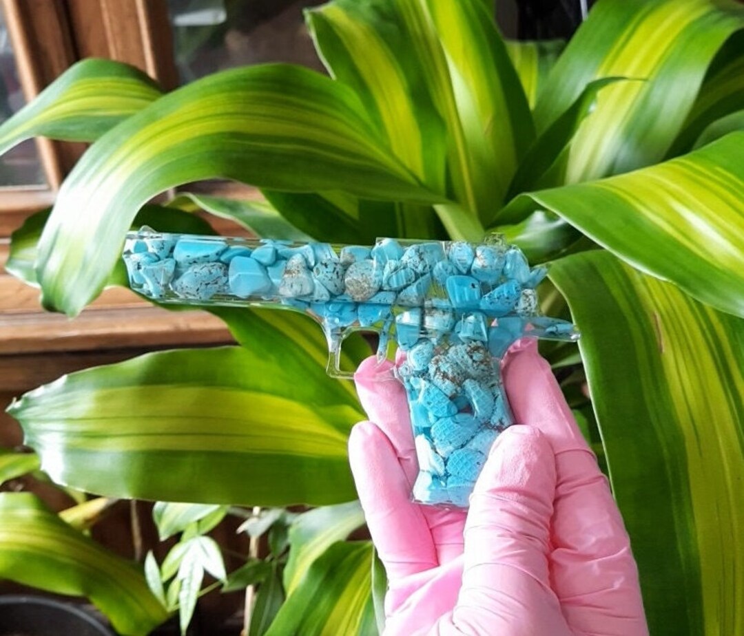 Gemstone Resin Handgun | Turquoise | Epoxy Art | Gift for Her | Handgun ...