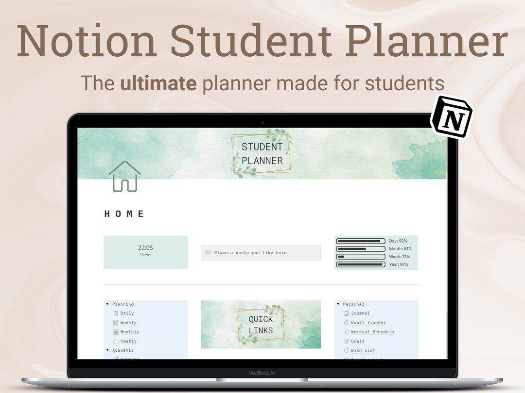 Notion Template Student Planner for Planning Your Academic Courses ...