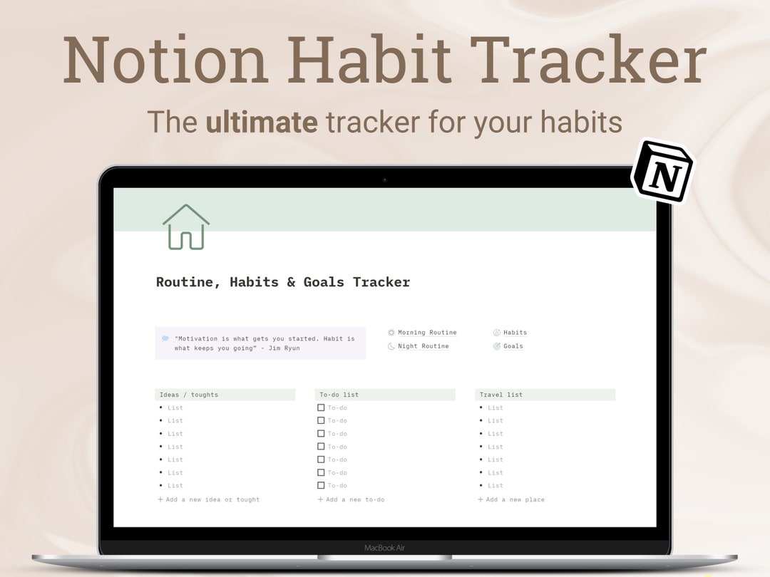 Notion Morning & Evening Routine Template Habit and Goals Tracker for ...