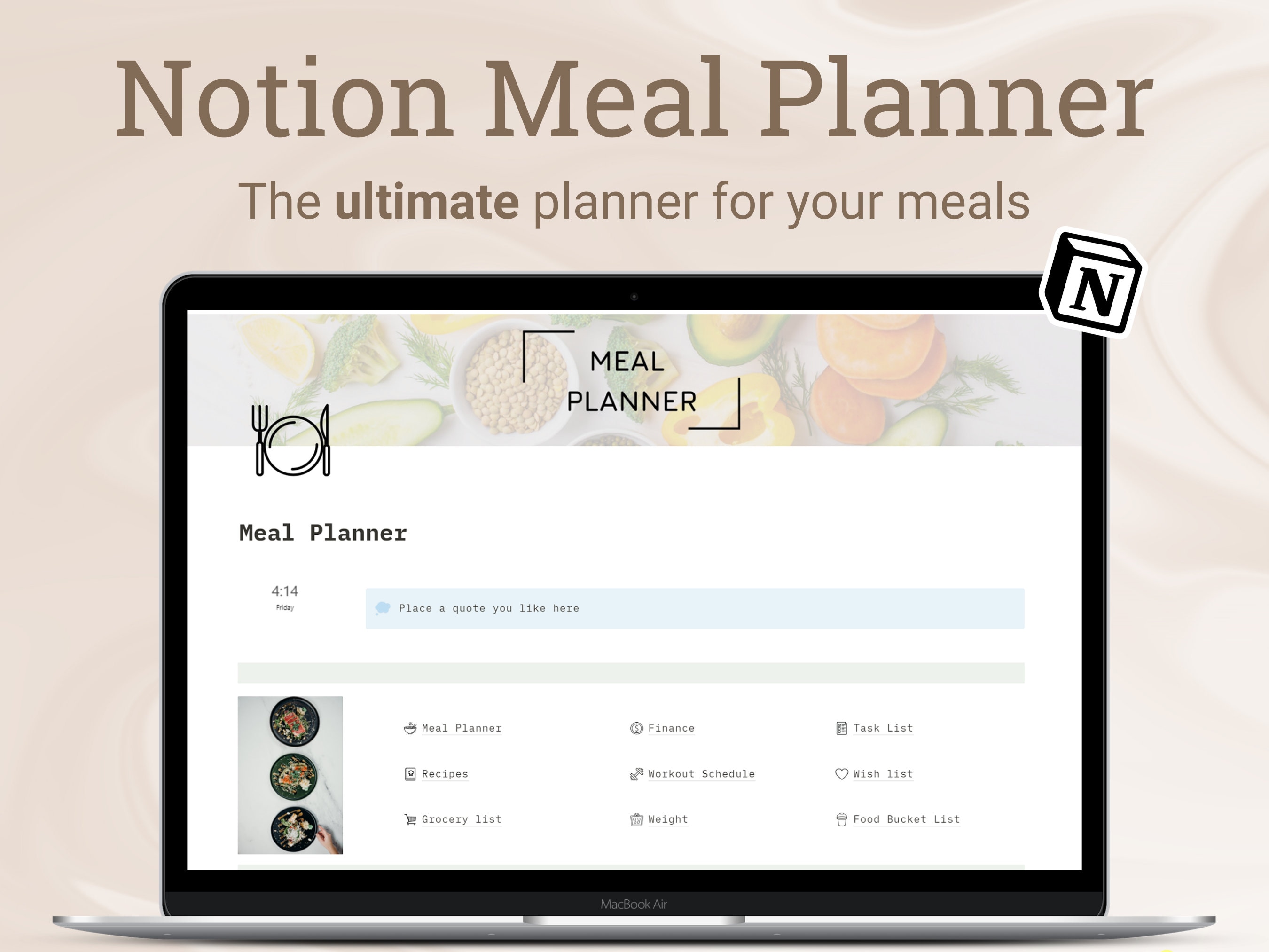 Notion Daily Meal Planner Template | Comprehensive Food & Nutrition ...