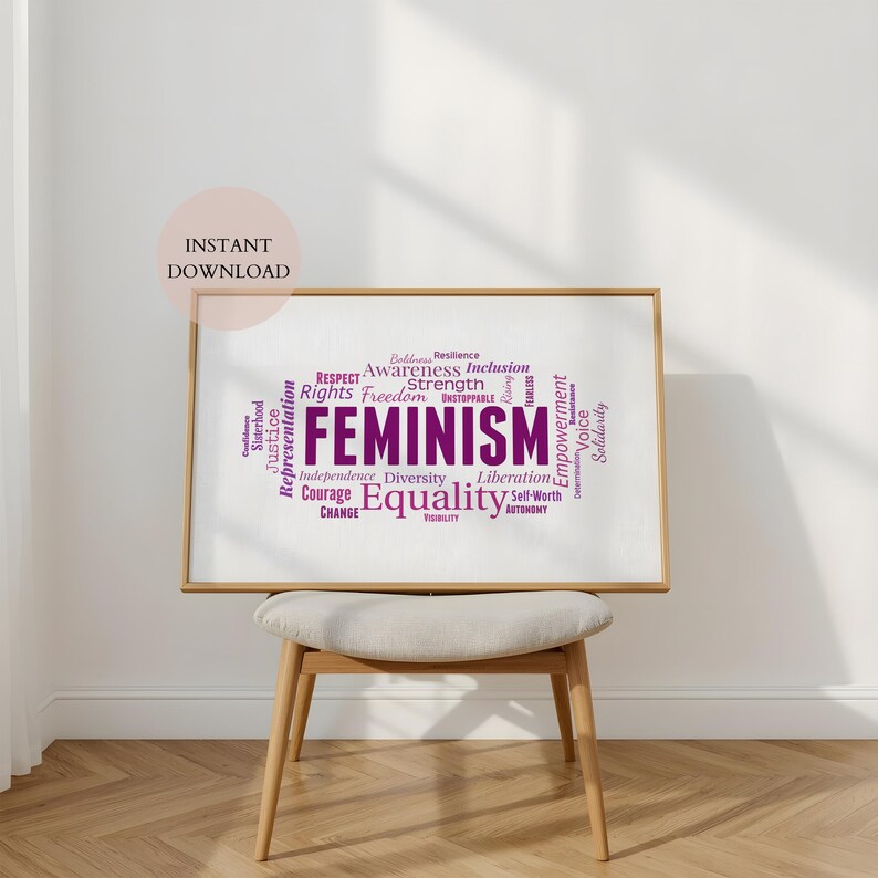 Feminism Word Cloud Print, Feminist Poster, Strong Women Quotes, Home ...