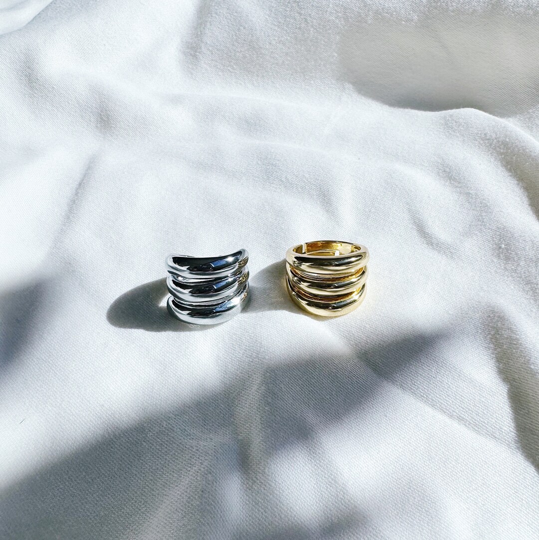 Spiral Dome Puff Ring | 18k Gold and White Gold - Etsy