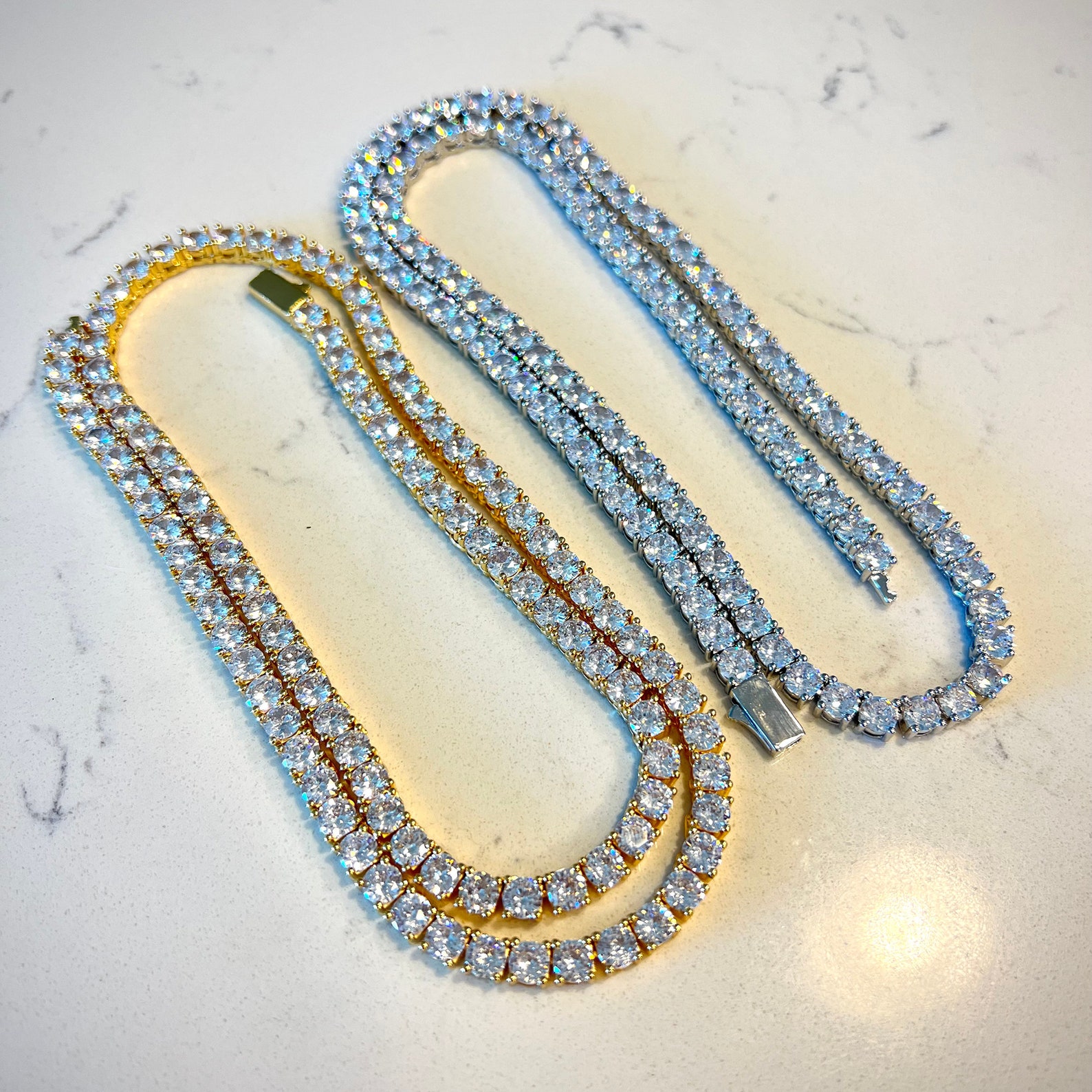 5mm Iced Out Diamond VVS Tennis Chain Men's Jewelry - Etsy