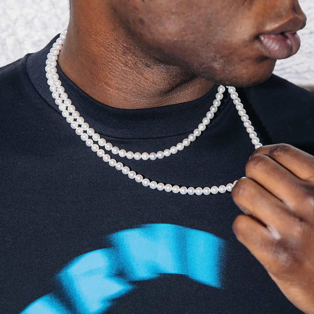 4mm Pearl Necklace | Natural Freshwater Pearls | Pearl Necklace Men and ...