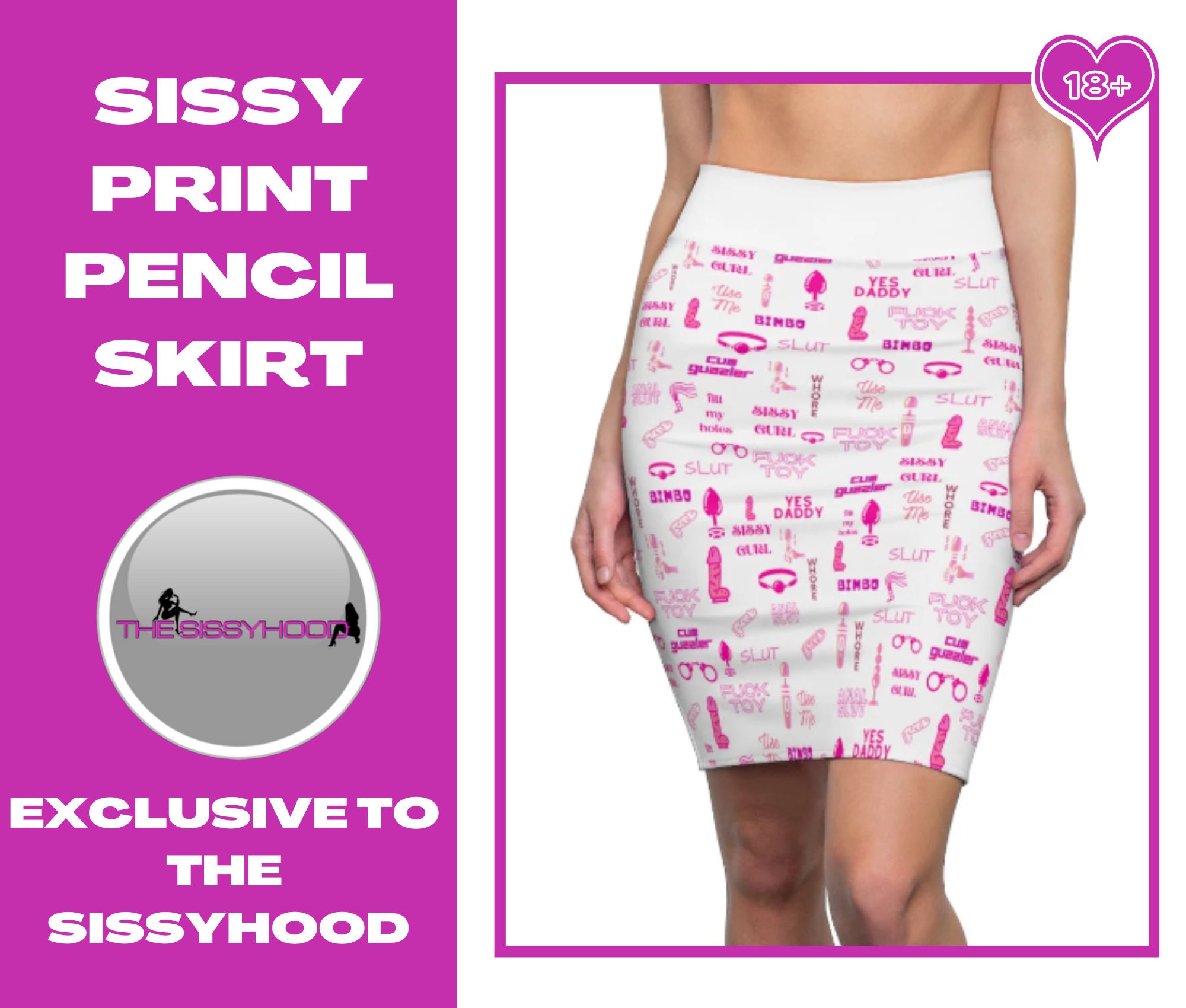 Sissy Print Pencil Skirt. Sissy Clothes. Sissification. - Etsy