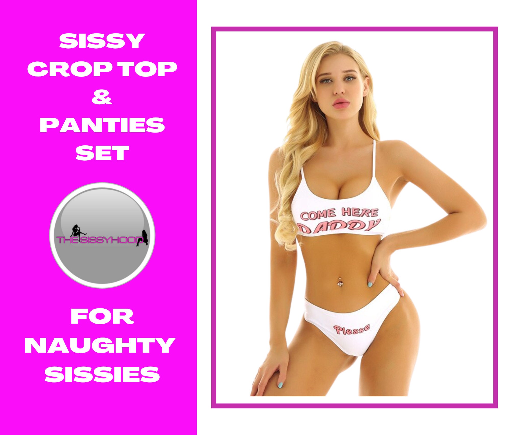 Yes Daddy Please Printed Mini Camisole Bra Crop Tops With Briefs Underwear Set Etsy