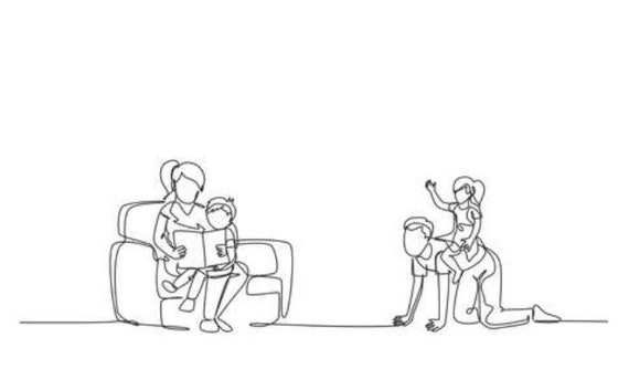 One Continuous Line Drawing of Young Play With Daughter While - Etsy