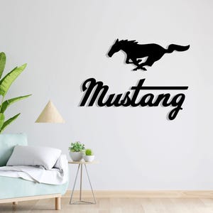 Extra Large Ford Mustang Logo Metal Wall Art, Man Cave Car Art, Garage ...