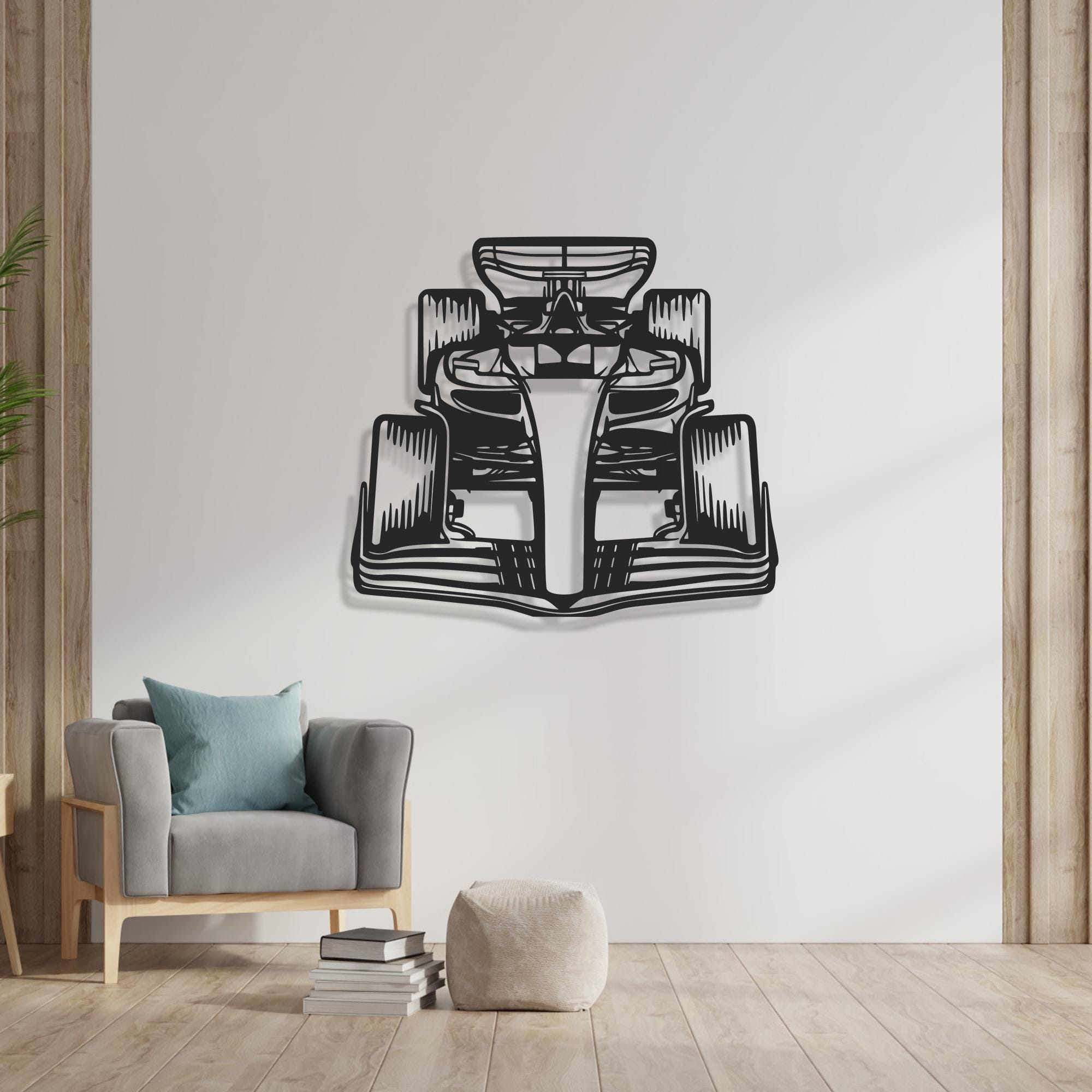 Formula 1 Car Silhouette Metal Wall Art, Garage Decor, Sleek and Modern ...