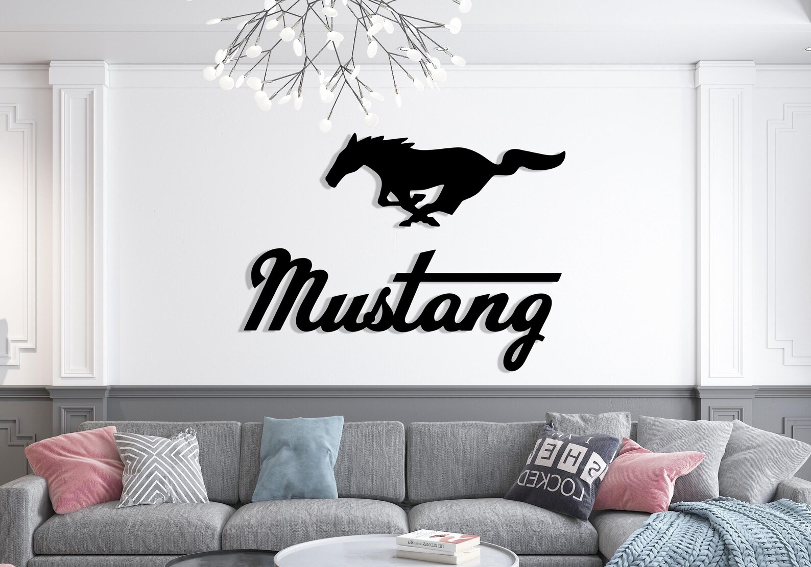 Extra Large Ford Mustang Logo Metal Wall Art, Man Cave Car Art, Garage ...