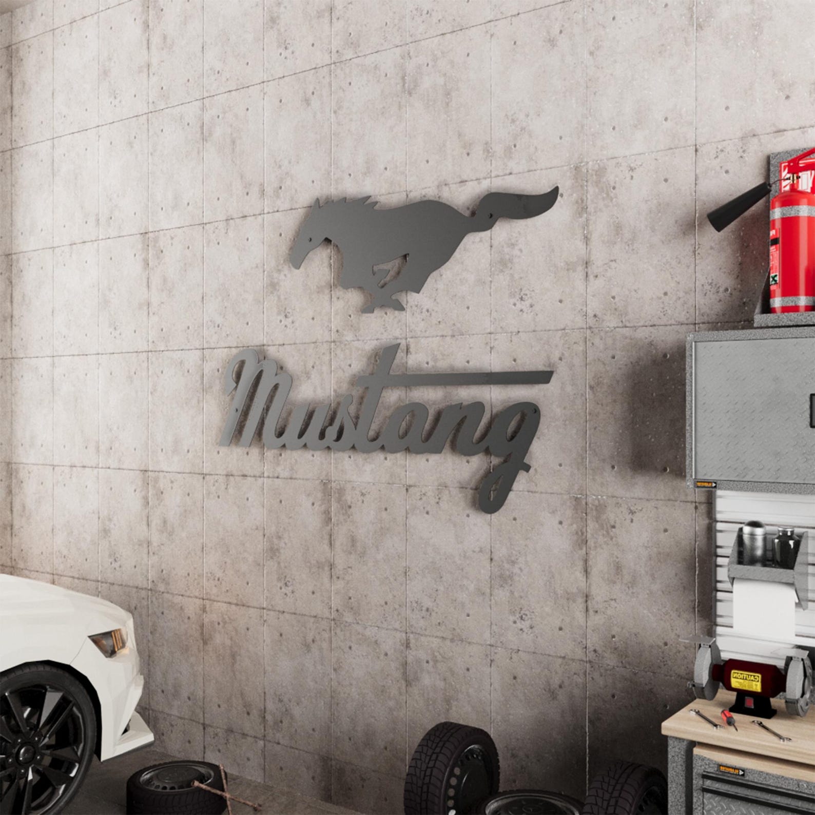 Extra Large Ford Mustang Logo Metal Wall Art, Man Cave Car Art, Garage ...