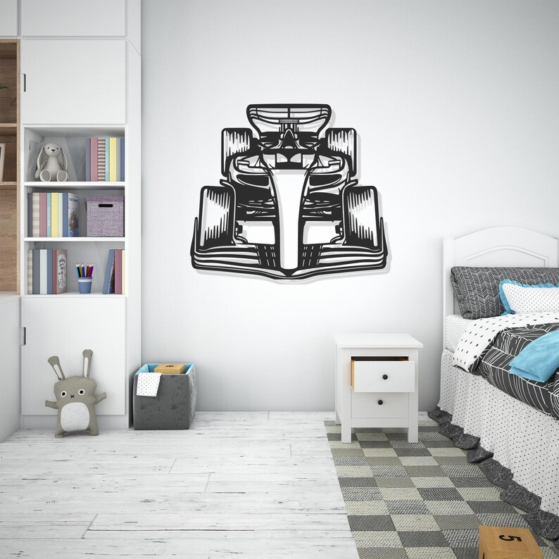 Formula 1 Car Silhouette Metal Wall Art, Garage Decor, Sleek and Modern ...