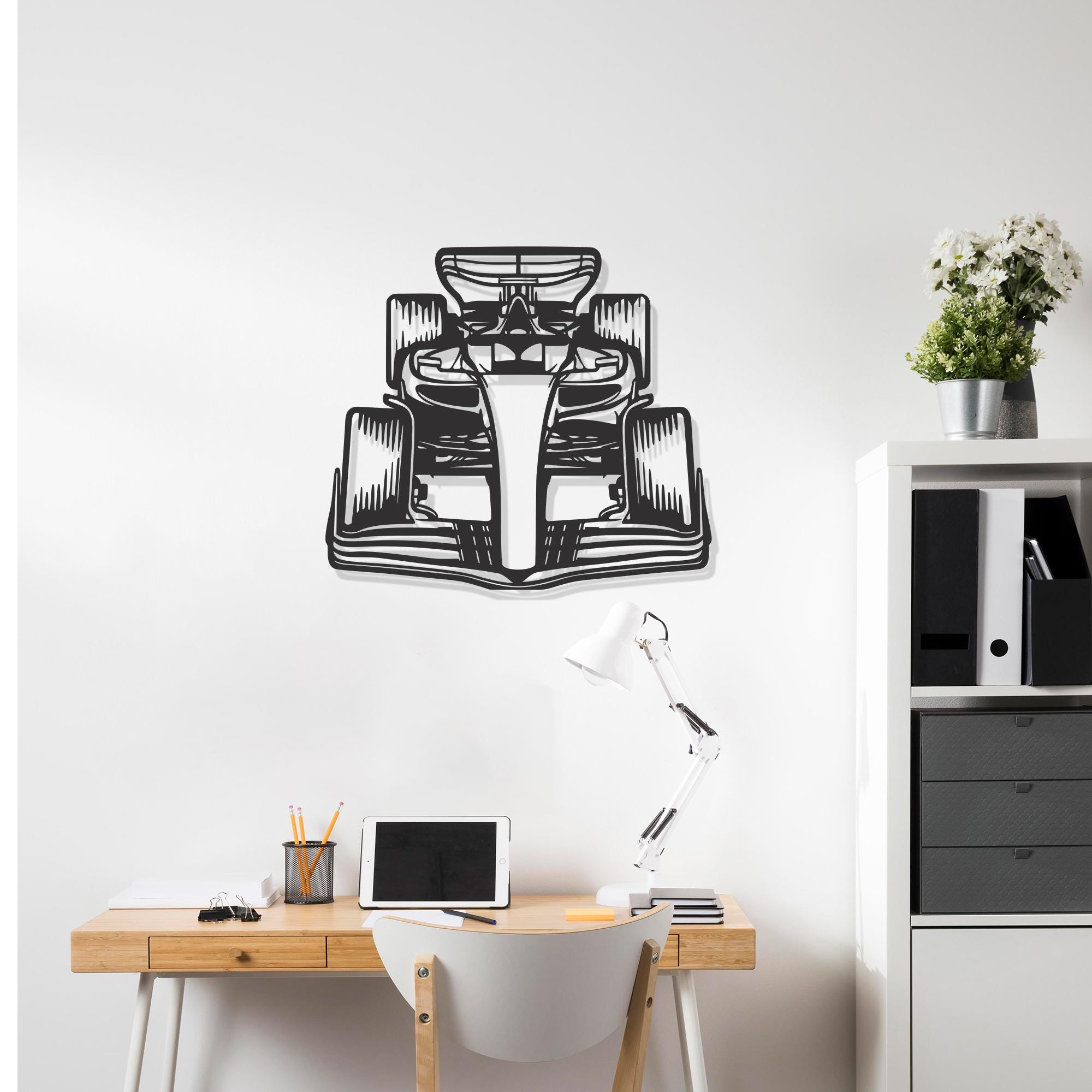 Formula 1 Car Silhouette Metal Wall Art, Garage Decor, Sleek and Modern ...