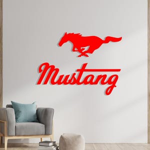 Extra Large Ford Mustang Logo Metal Wall Art, Man Cave Car Art, Garage ...