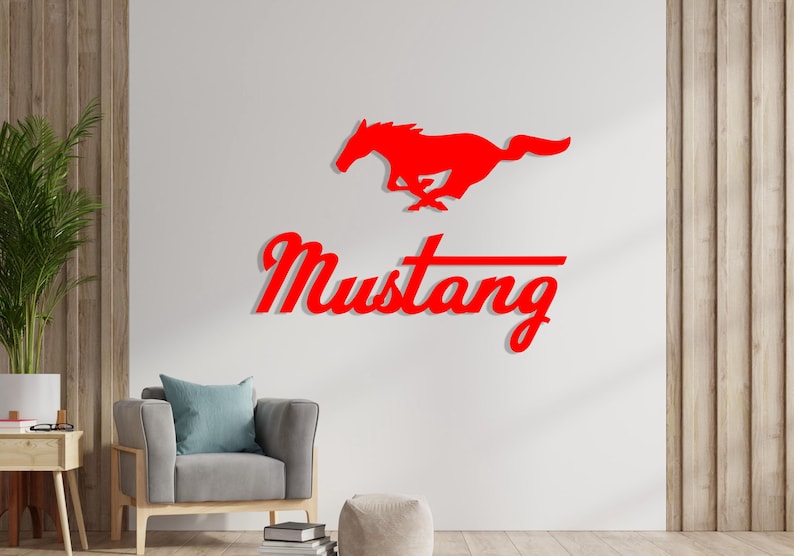Extra Large Ford Mustang Logo Metal Wall Art, Man Cave Car Art, Garage ...