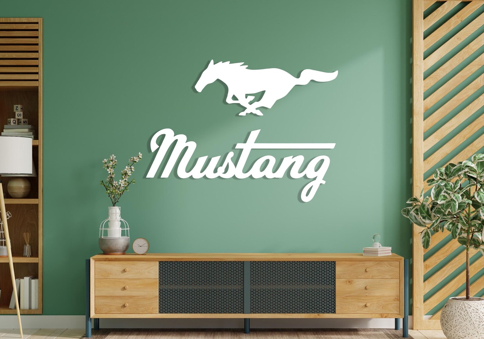 Extra Large Ford Mustang Logo Metal Wall Art, Man Cave Car Art, Garage ...