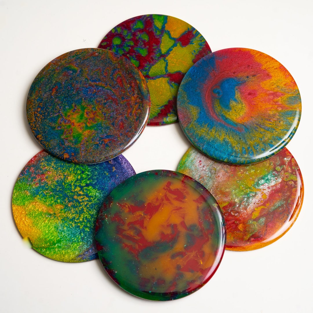 Unique Handmade Colorful Epoxy Resin Coasters Setunique Colorful ...