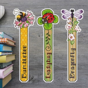 Bumblebee Ladybug Dragonfly Bookmarks Cross Stitch Pattern DMC Chart ...