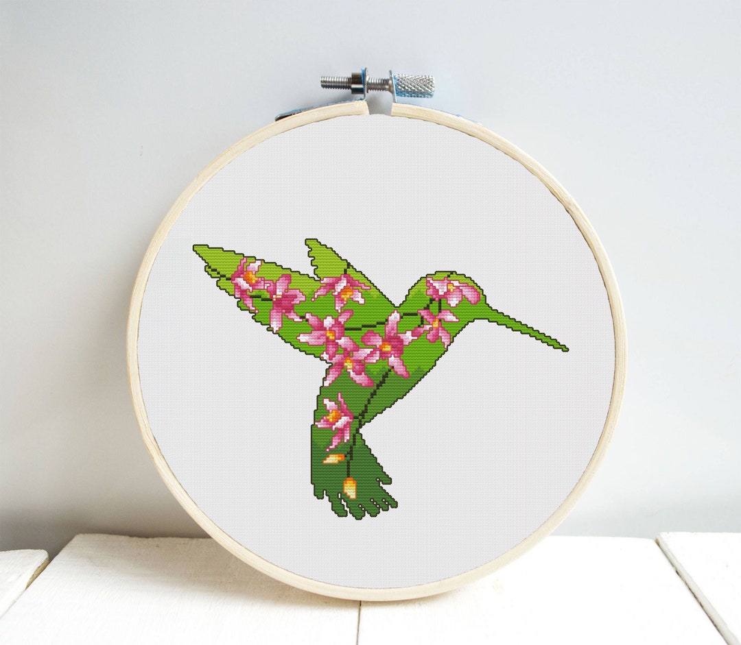 Hummingbird Cross Stitch Pattern DMC Chart Two Color Variations ...