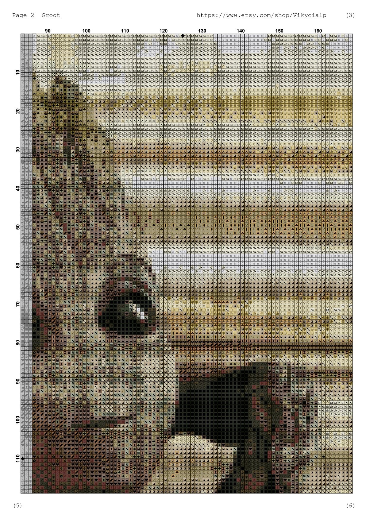 Groot Cross Stitch Pattern DMC Chart Two Color Variations - Etsy