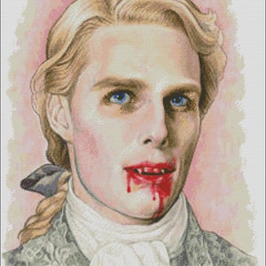 Interview With the Vampire Lestat Tom Cruise Cross Stitch Pattern Chart Needlepoint Embroidery ...