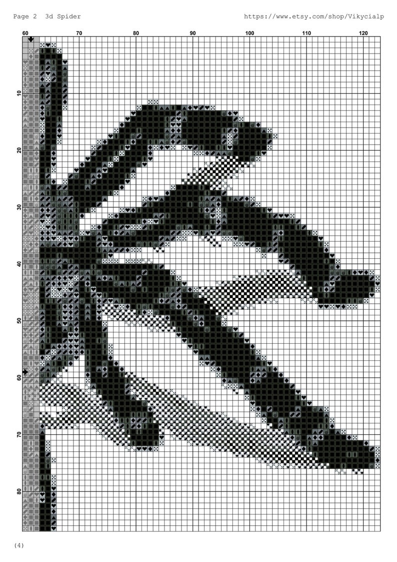 3d Spider Cross Stitch Pattern DMC Chart Two Color Variations ...