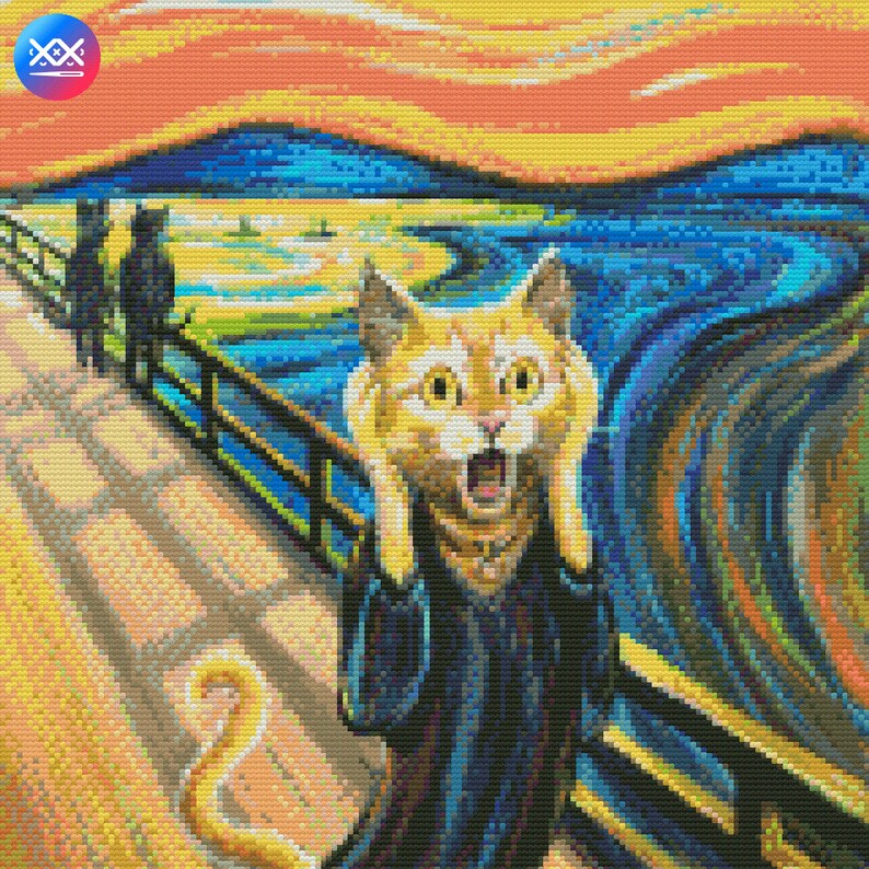 Edvard Munch the Scream Cat Cross Stitch Pattern DMC Chart Two - Etsy