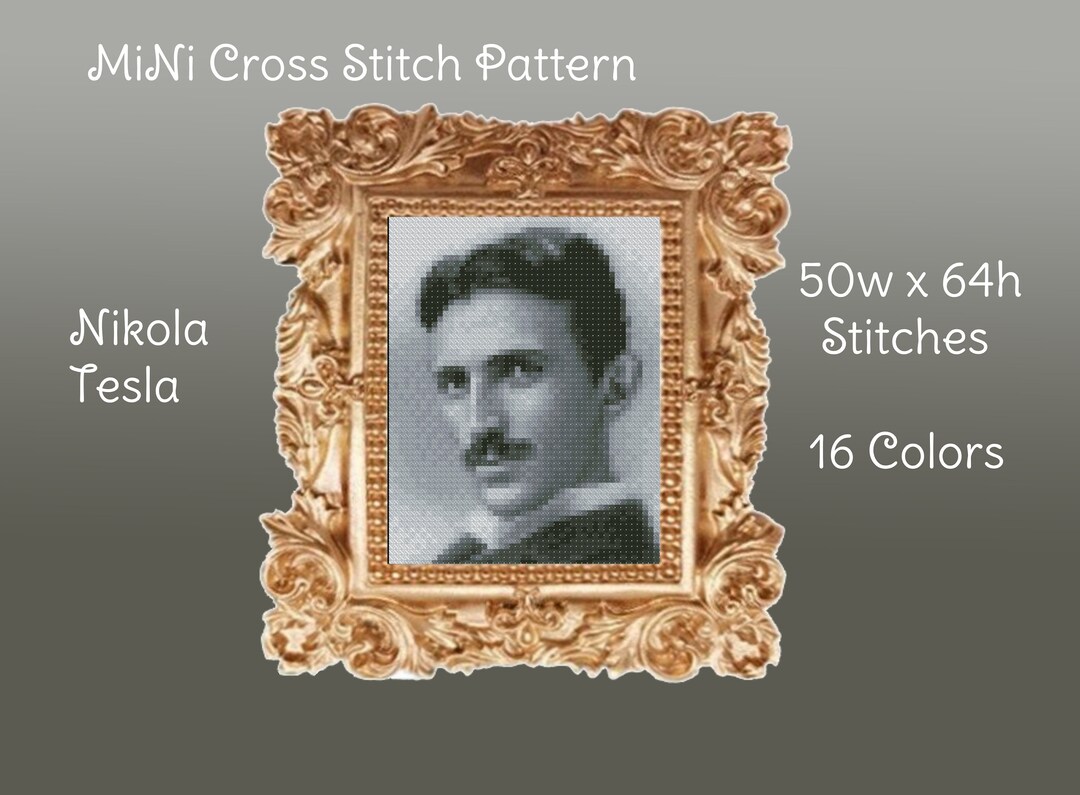 Nikola Tesla MINI Cross Stitch Pattern DMC Chart Two Color Variations ...