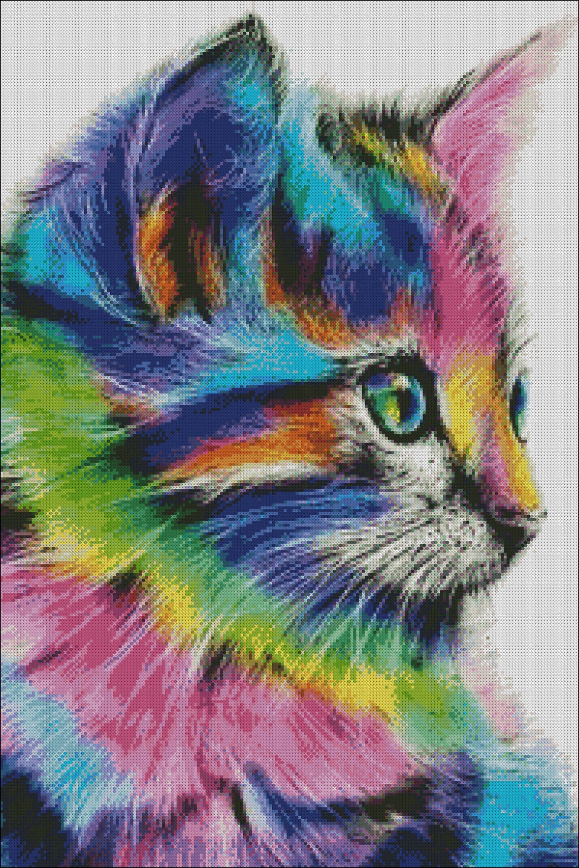Rainbow Cat Cross Stitch Pattern DMC Chart Two Color | Etsy
