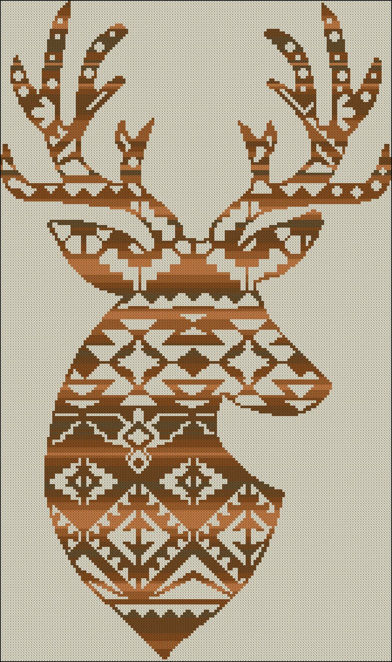 Deer Cross Stitch Pattern DMC Chart Two Color Variations - Etsy