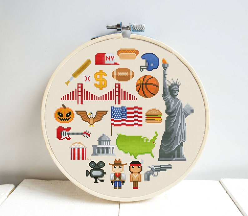 America Sampler USA Cross Stitch Pattern DMC Chart Needlepoint - Etsy